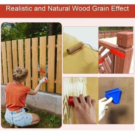 Juego de 8 rodillos de goma para pintar con efecto madera.