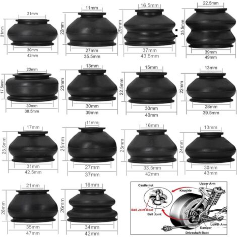 Kit de 14 piezas: guardapolvos para rótulas, kit universal de reemplazo ...