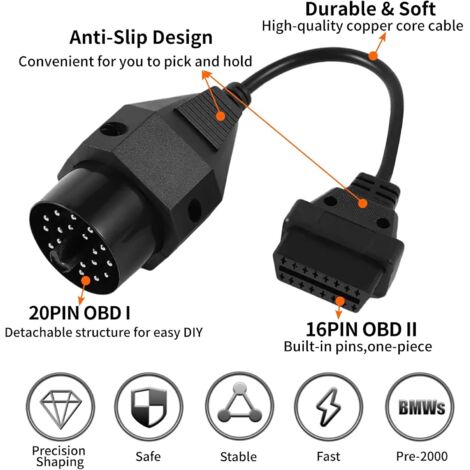 Cable adaptador OBD, conector OBD2 redondo macho de 20 pines a hembra ...