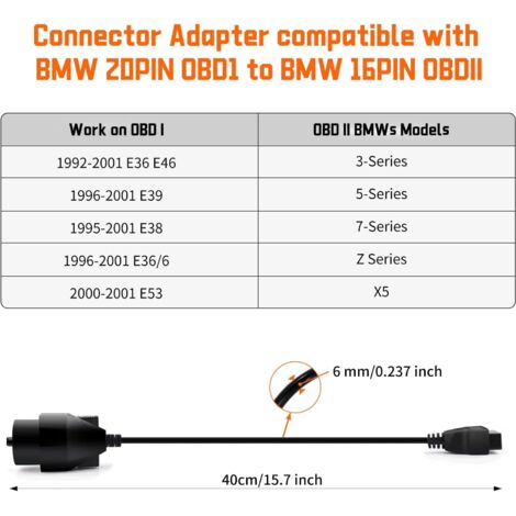 Cable adaptador OBD, conector OBD2 redondo macho de 20 pines a hembra ...