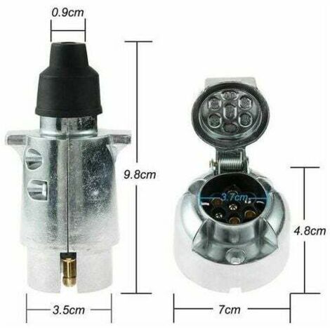 KZQ 7-poliger Anhängerstecker (Stecker und Buchse) aus Metall, 12 V 7 ...