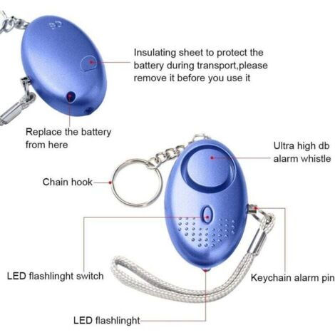 KZQ 140dB Personenalarm, XU, 5-teilig mit Anti-Angriffs-Taschenlampe ...