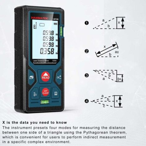 Medidor de distancia láser digital Hanmatek LM50 de 50 m. Mide longitud ...