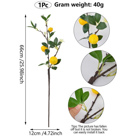 1 rama de limón simulada con 3 frutos para decoración del hogar ...