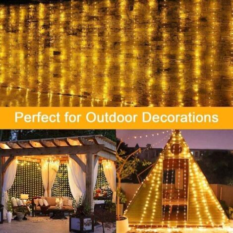 Cortina de luces solares para exterior, 3 m x 3 m, 300 LED, con control ...