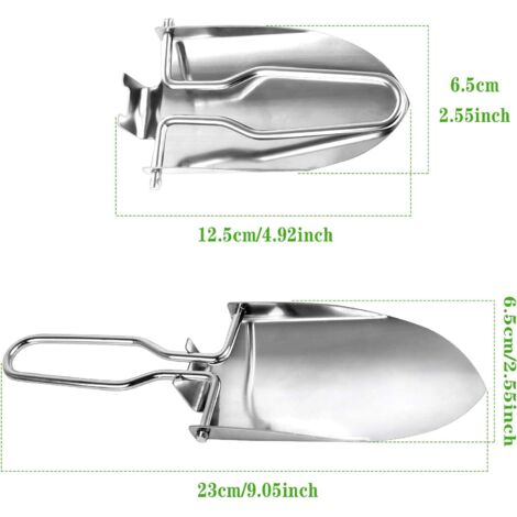 2 mini palas de jardín de acero inoxidable, fáciles de transportar y ...