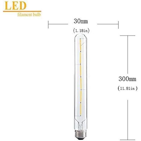 E27Bombilla LED T300 de 300 mm y 6 WLuz blanca cálida de 2700K, 360 ...