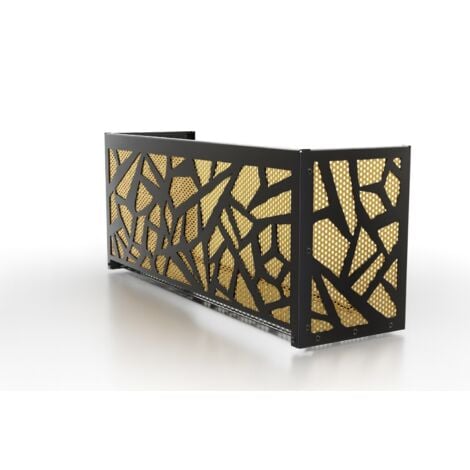 Cache clim intérieur Noir - Grille Doré foncé mat