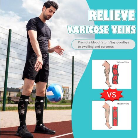 Chaussettes de Compression Bas de Contention pour Hommes et Femmes (6 ...