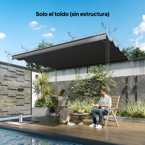 Toile de pergola 4x3 m bâche de rechange rétractable 3.5x2.6 m gris ...