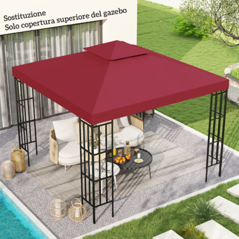 Toile de rechange tonnelle 3x3 polyester anti-UV toit ventilé rouge ...