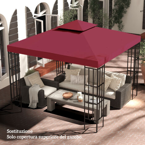 Toile de rechange tonnelle 3x3 polyester anti-UV toit ventilé rouge ...