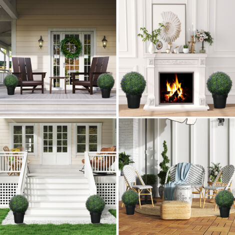 Buis artificiel exterieur pot de fleur terrasse boule vegetale violet ...