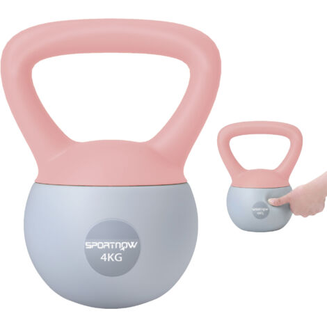 Kettlebell 4 kg rose et gris avec poignée antidérapante fitness ...