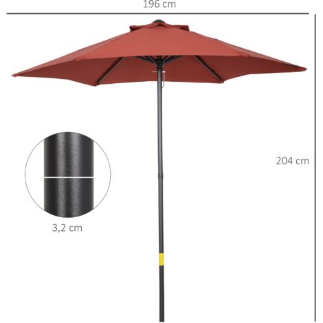 Parasol de jardin hexagonal bordeaux de 196cm protection solaire ...