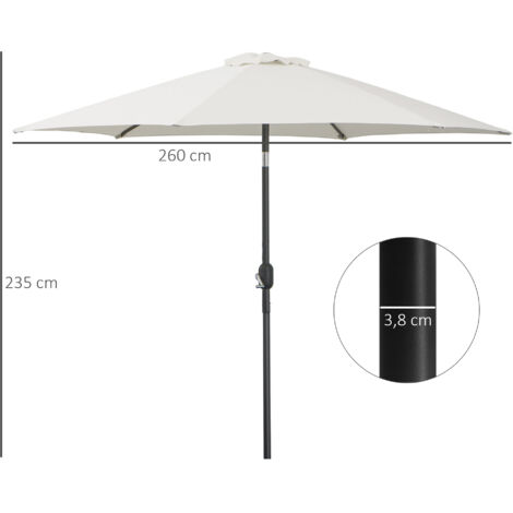 Sombrille de jardin Outsunny inclinable en aluminium creme diametre ...