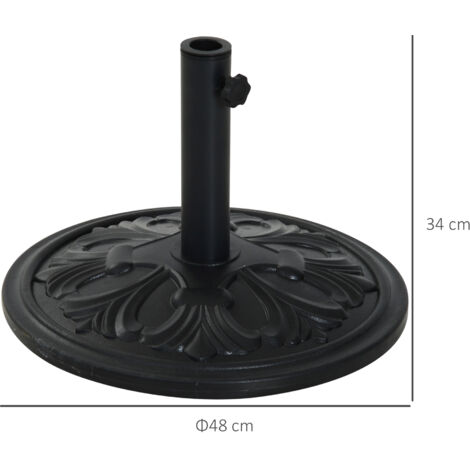 Socle de parasol en fonte Outsunny 13 kg noir pour mât de 35 à 48 mm ...