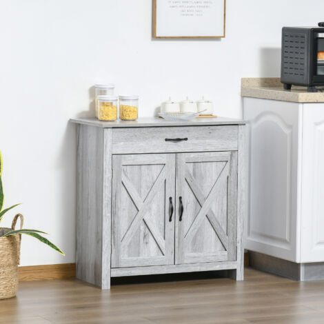 Credence de cuisine grise grand rangement avec placard bistrot chic ...