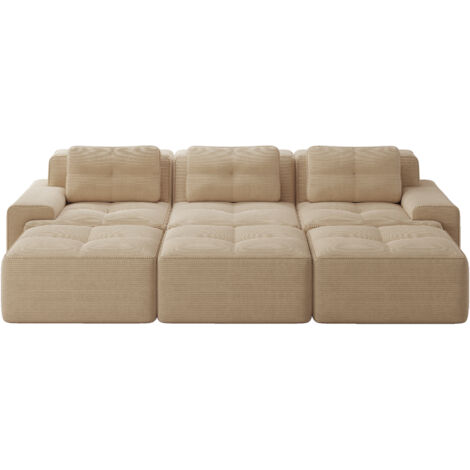 Sofá angular modular 3 plazas, con 3 reposapiés - Configuración en ...