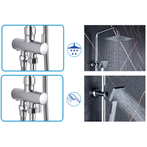 Rainfall Shower Riser Rail Kit With 8"square Over Head Shower Head And Hand