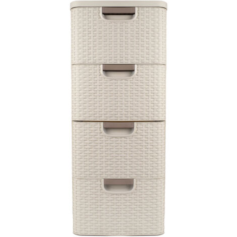 Curver Style 4x14L Bookcase with 4 Drawers, Cream