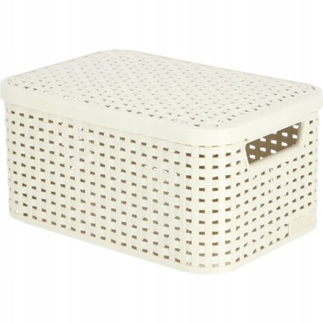 6L Curver Style storage container with lid, cream-colored