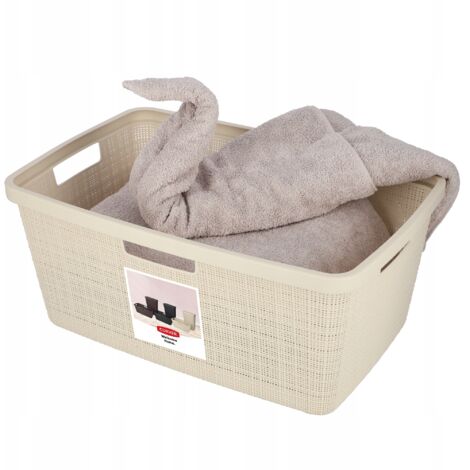 Curver Jute 46L Laundry Basket, Cream