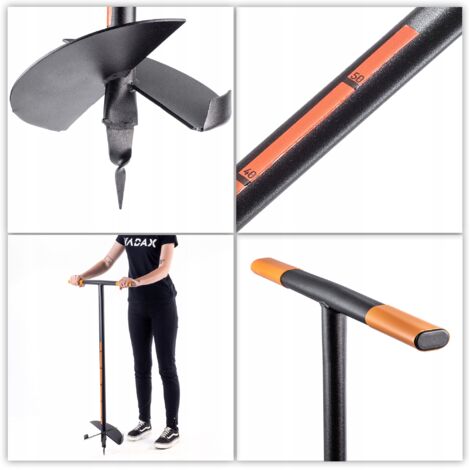 KADAX Hand Earth Auger, Metal Earth Auger, Earth Hole Auger with Cross ...