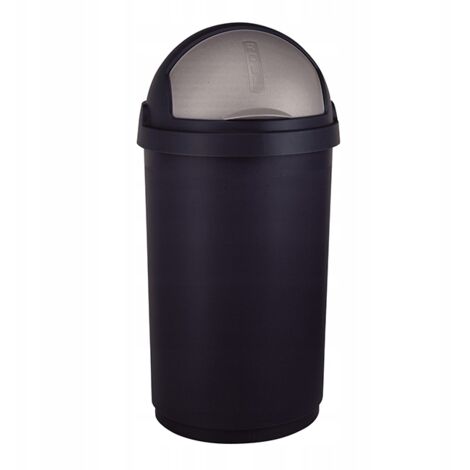 CURVER 50 Litre Roll-Top Garbage Can, Black/Silver, 35 x 25 x 10 cm