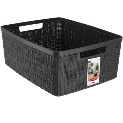 12L Curver Jute Storage Container, Anthracite