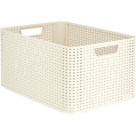 30L Curver Style storage container, cream-colored