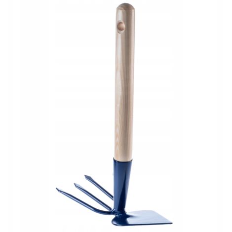 KADAX metal hoe, garden hoe with wooden handle, 3 tines