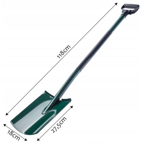 KADAX spade, digging spade for garden, rectangular, green, 18 x 118 cm