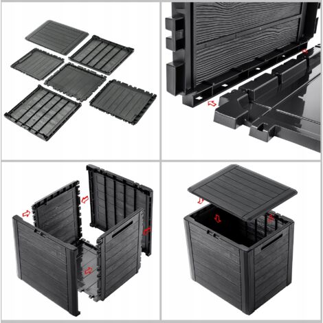 KADAX garden storage box, plastic storage box, 140L, anthracite