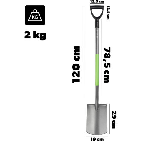 KADAX Garden Spade with D-Handle, Rectangular