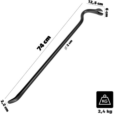 KADAX steel crowbar, pry bar with claw and wide blade, 70 cm