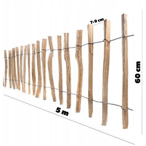 KADAX hazel fence, hazel picket fence, garden fence, 7-9cm, 60x500cm