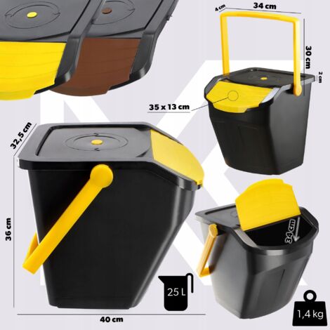 KADAX Recycling Bucket, 25L Trash Can with Lid, 2 Pieces 25L