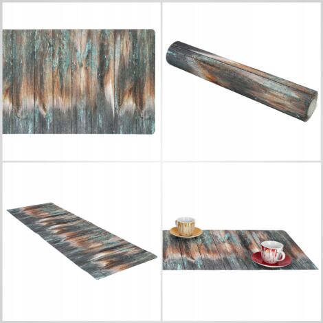 KADAX felt table runner, blue and brown