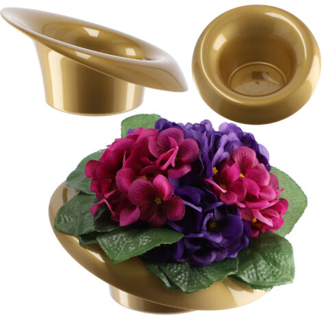 KADAX Ikebana made of plastic, flower pot, flower bowl, slanted, 9 cm, gold