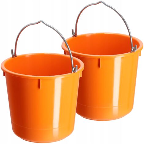 KADAX Plastic Construction Bucket, Mortar Bucket with Handle, Orange, 2 ...