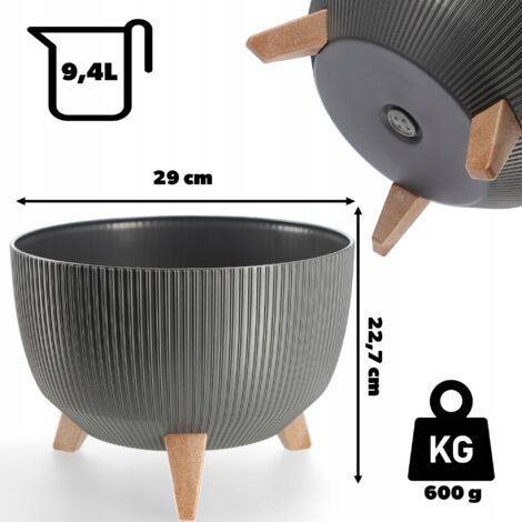 KADAX plastic flower pot with three insert supports, 29 cm, anthracite