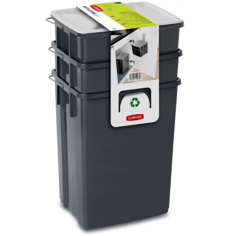 Curver waste sorting bin 2 x 10L + 6L, black