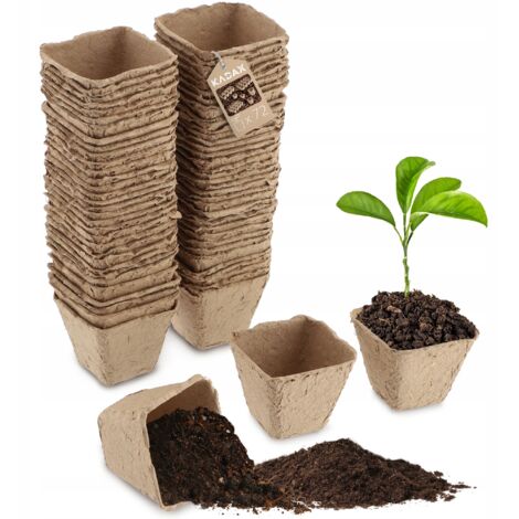 KADAX peat pots, seedling pots, square, 72 pieces