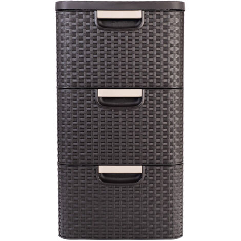 Curver Style bookcase with three drawers, brown