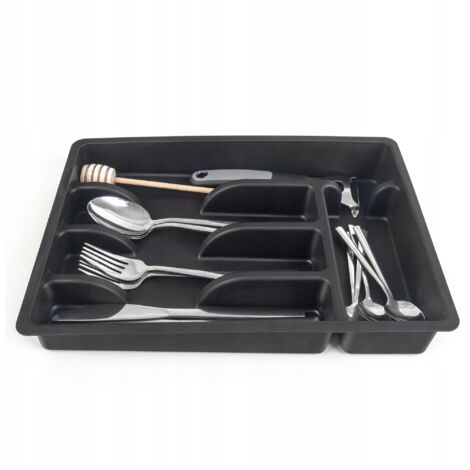 KADAX plastic insert for kitchen drawer, cutlery organizer, black