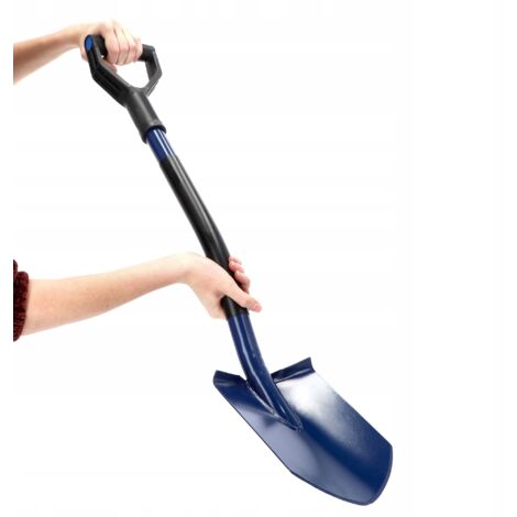 KADAX steel spade with metal handle, pointed, blue, 17 x 86 cm