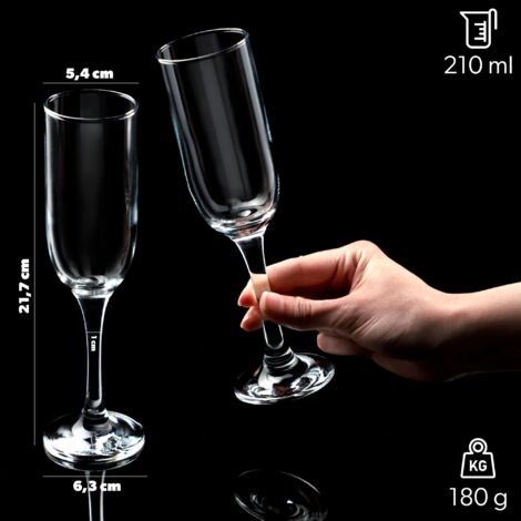 KADAX wine glasses, dishwasher-safe wine glasses 6x210ml, for sparkling ...
