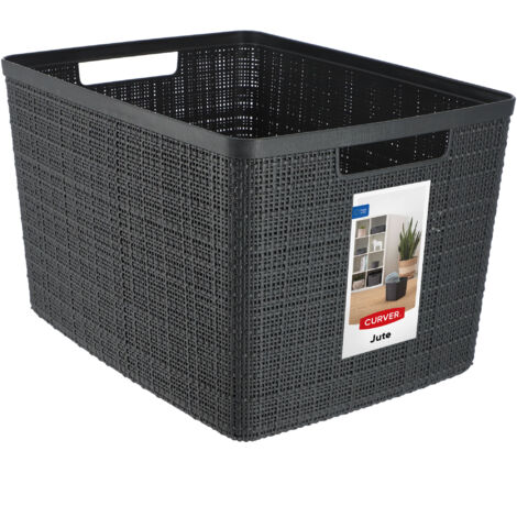 20L Curver Jute Storage Container, Anthracite