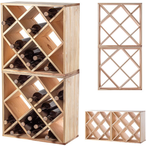 KADAX Grid Wine Rack, Wood, Light Brown, 2 Pieces